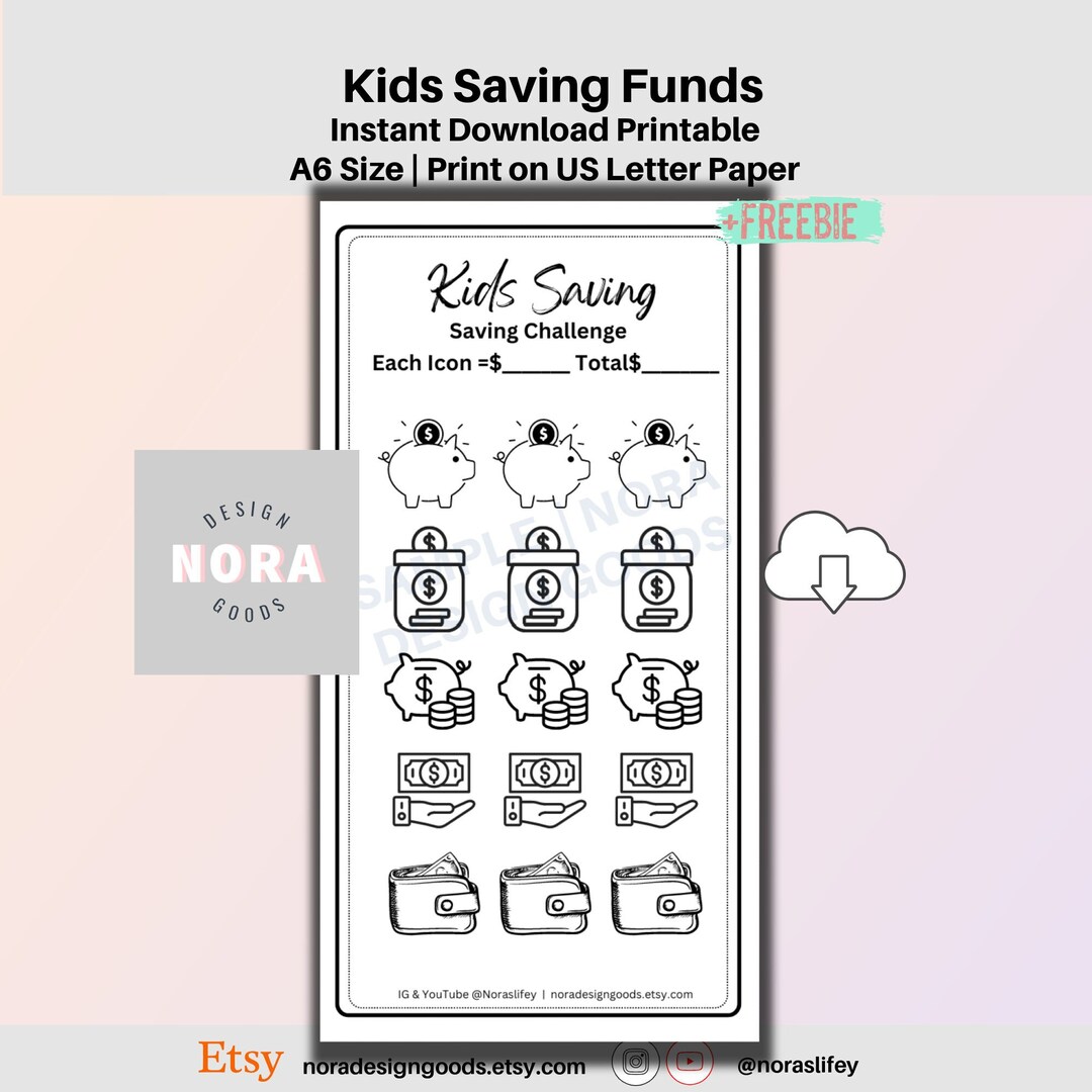 Kids Friendly Saving Funds Saving Challenge Children Saving Saving ...