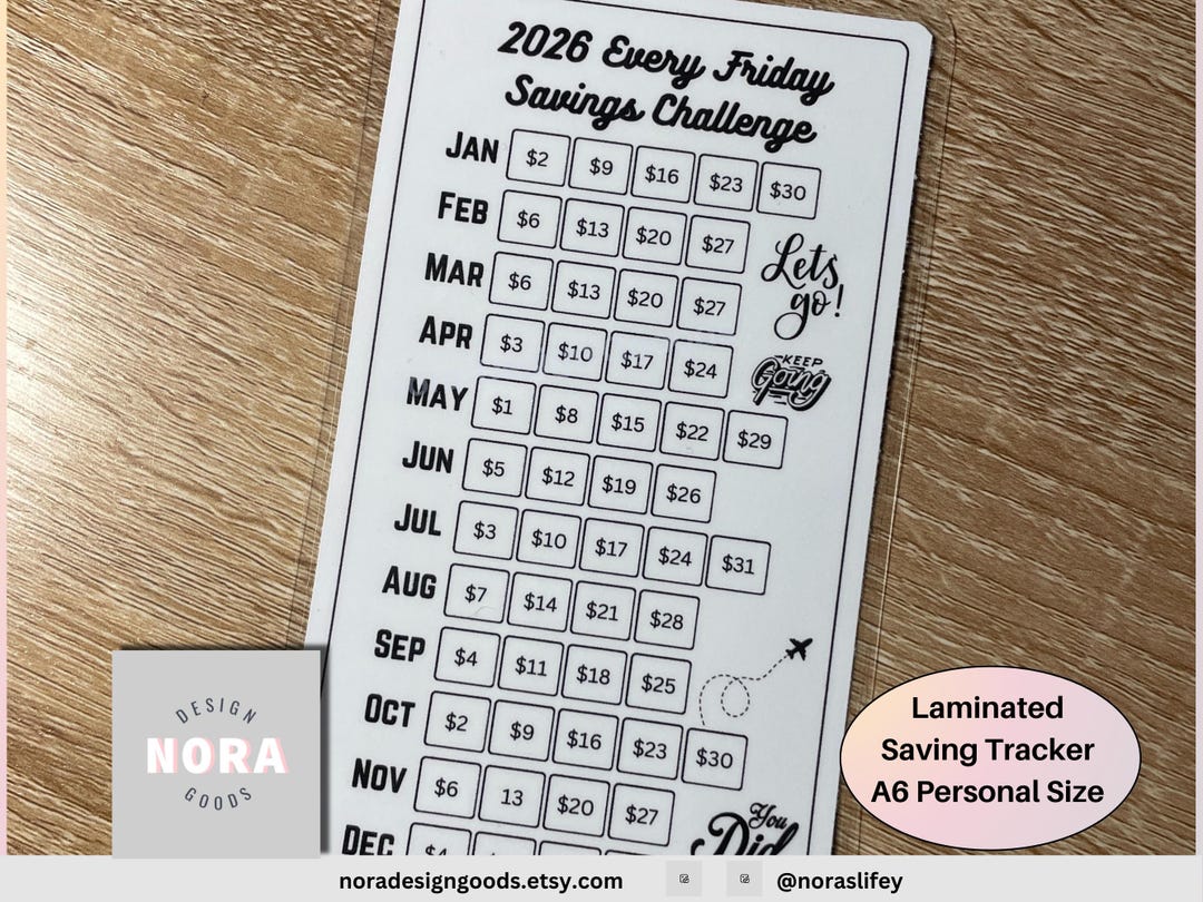 2026 Every Friday Savings Challenge: Laminated A6 Tracker - Etsy