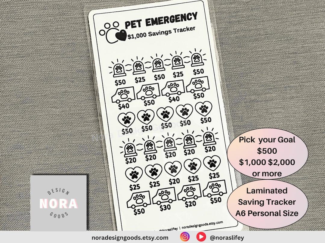 Pet Emergency Fund Saving Challenge: Laminated A6 Tracker - Etsy