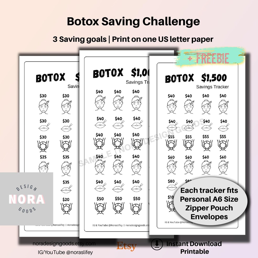 Botox Funds Saving Challenge Printable PDF House Expenses Saving ...