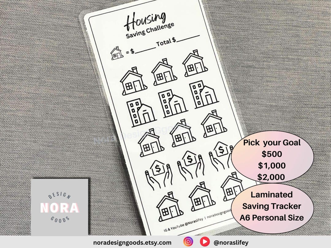 Housing Funds Saving Challenge Tracker /laminated Saving Tracker / A6 ...