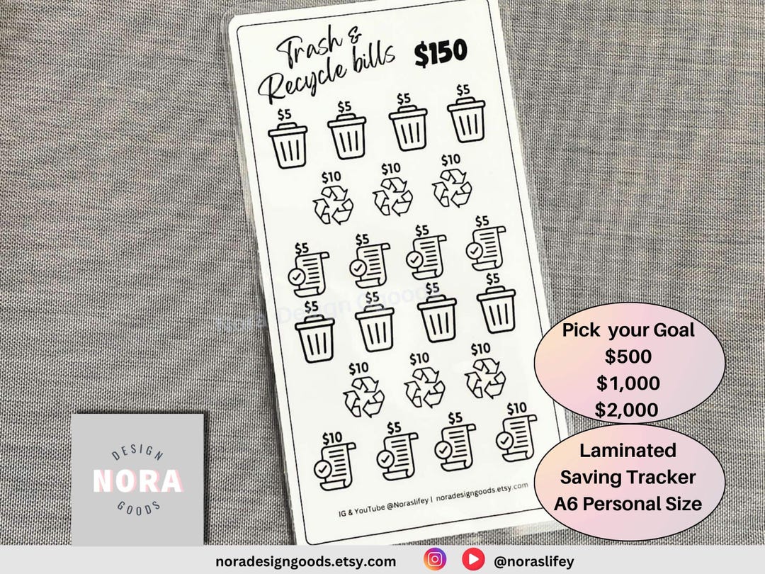 Trash & Recycle Bill Saving Challenge: Laminated A6 Tracker - Etsy