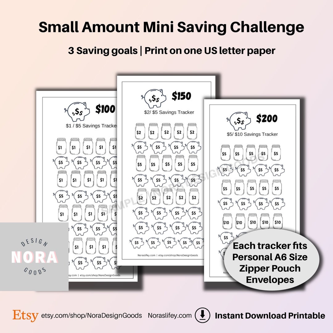 Small Amount Saving Challenge Printable PDF Piggy Bank /mason - Etsy