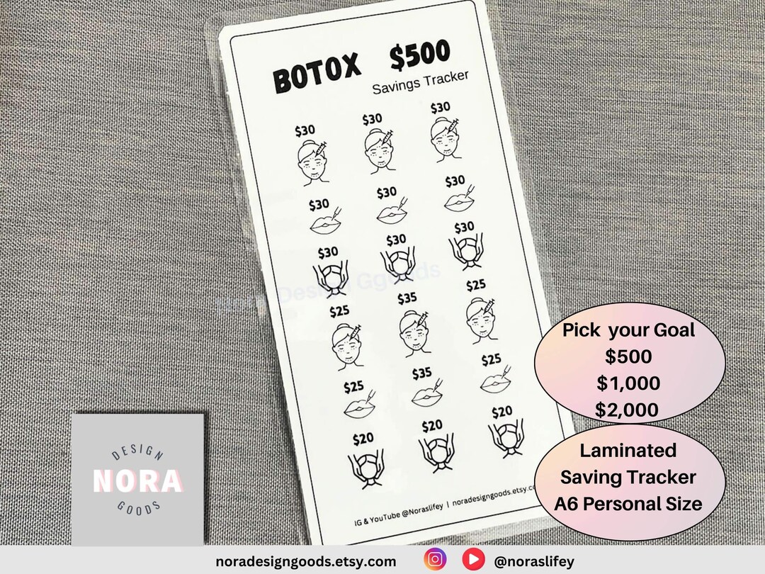 Botox Savings Challenge Tracker: Laminated A6 Personal - Etsy