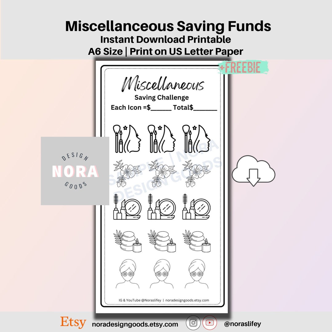 Miscellaneous Funds Saving Challenge Expenses Saving Saving Trackers ...