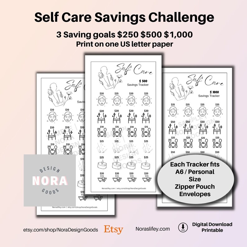 Self Care Saving Challenge Printable PDF /treat Yourself / - Etsy