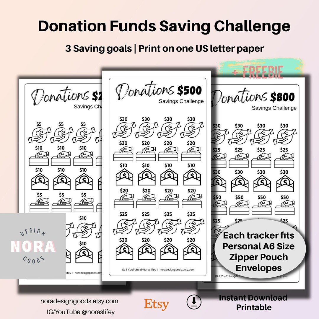 Donation Savings Challenge: A6 Cash Envelope Tracker (printable PDF) - Etsy