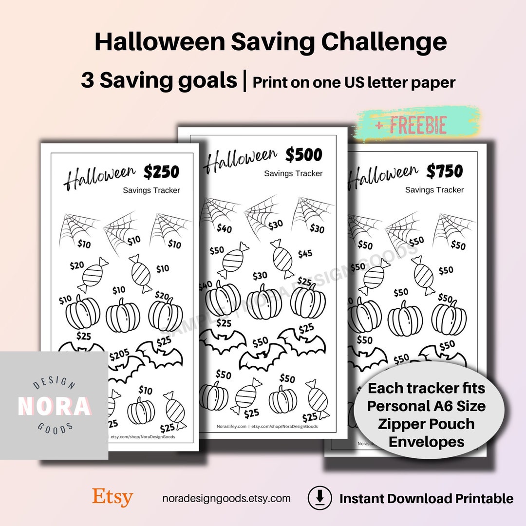 Halloween Saving Challenges Printable PDF | Spooky/trick of Treat Money ...