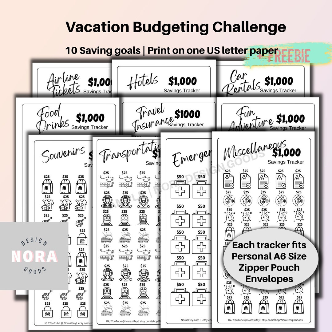 Vacation Savings Challenge Printable: A6 Travel Budget Tracker (PDF) - Etsy