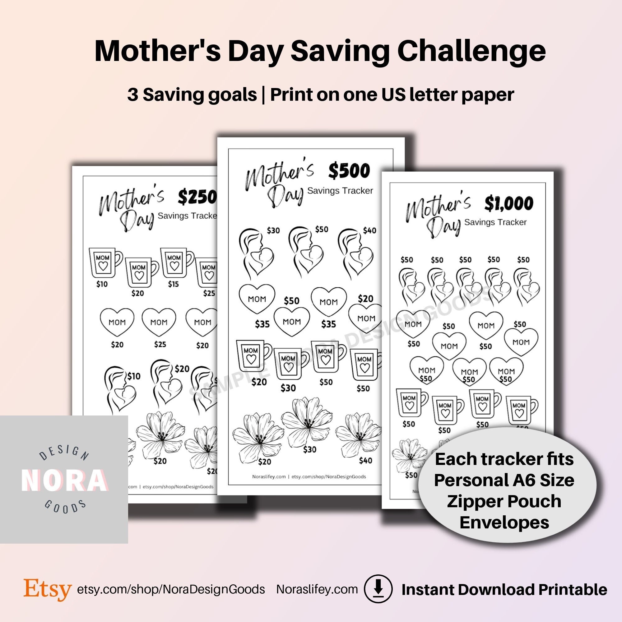 Mother's Day Saving Challenge Printable PDF /gift for Mom - Etsy