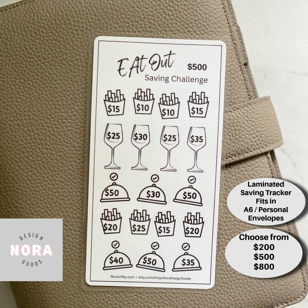 Eat Out Fund Saving Challenge Laminated Saving Tracker / Dine Out / Fun ...