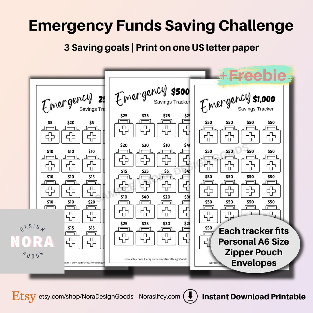 Emergency Funds Saving Challenge Printable PDF/ 250/500/1K Rainy Days ...