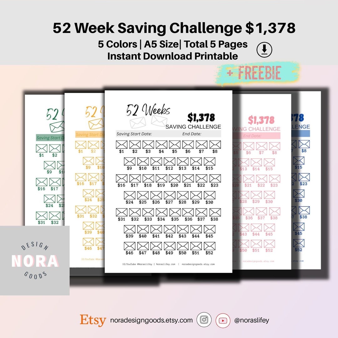 52 Week Saving Challenge Printable: A5 Budget Tracker (digital PDF) - Etsy