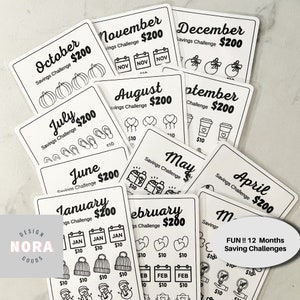 12 Months Goal Saving Challenge Tracker /laminated Monthly Saving ...