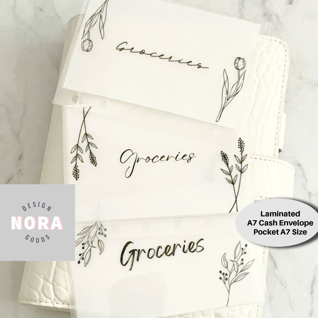 A7 Cash Envelope Floral Design| Laminated Frosted Vellum Envelope ...