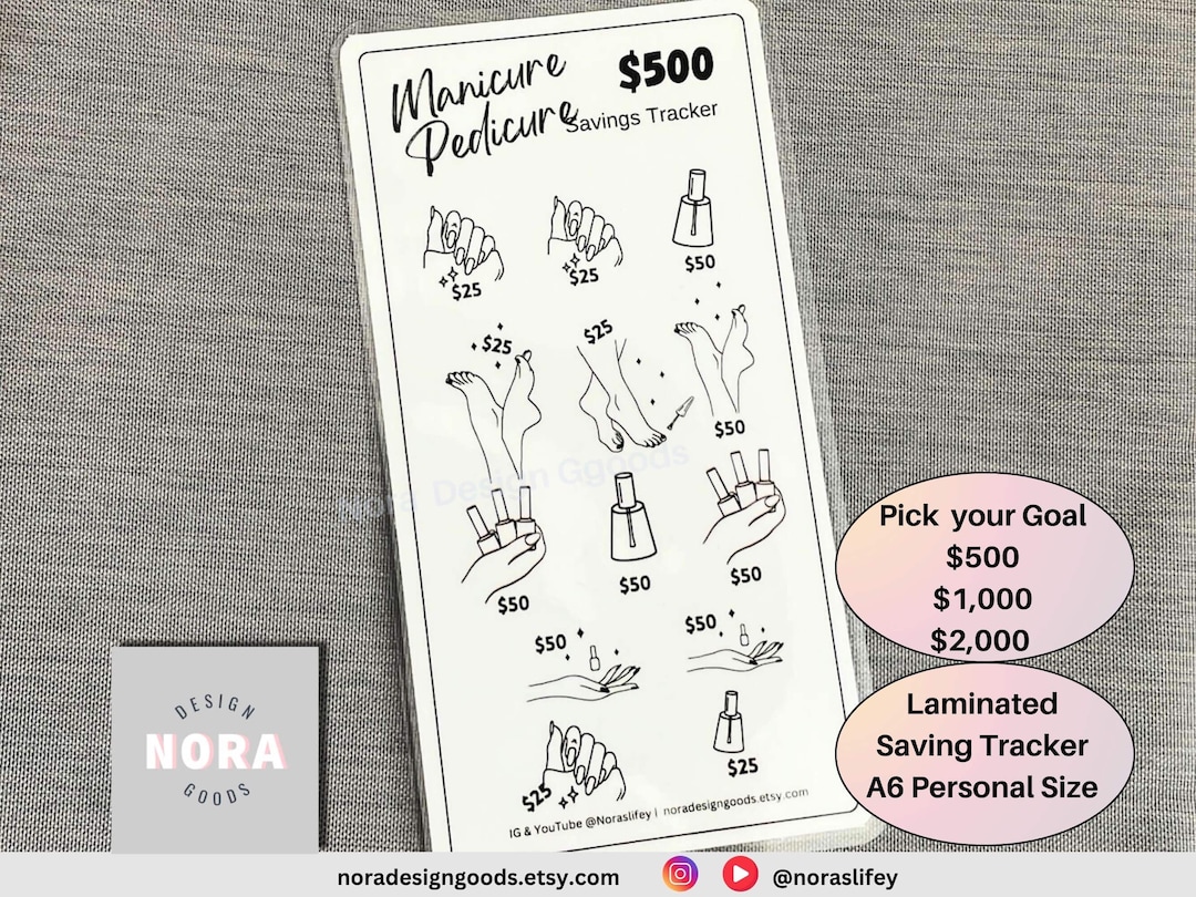 Nails Funds Saving Challenge Tracker Envelopes | Laminated Saving ...