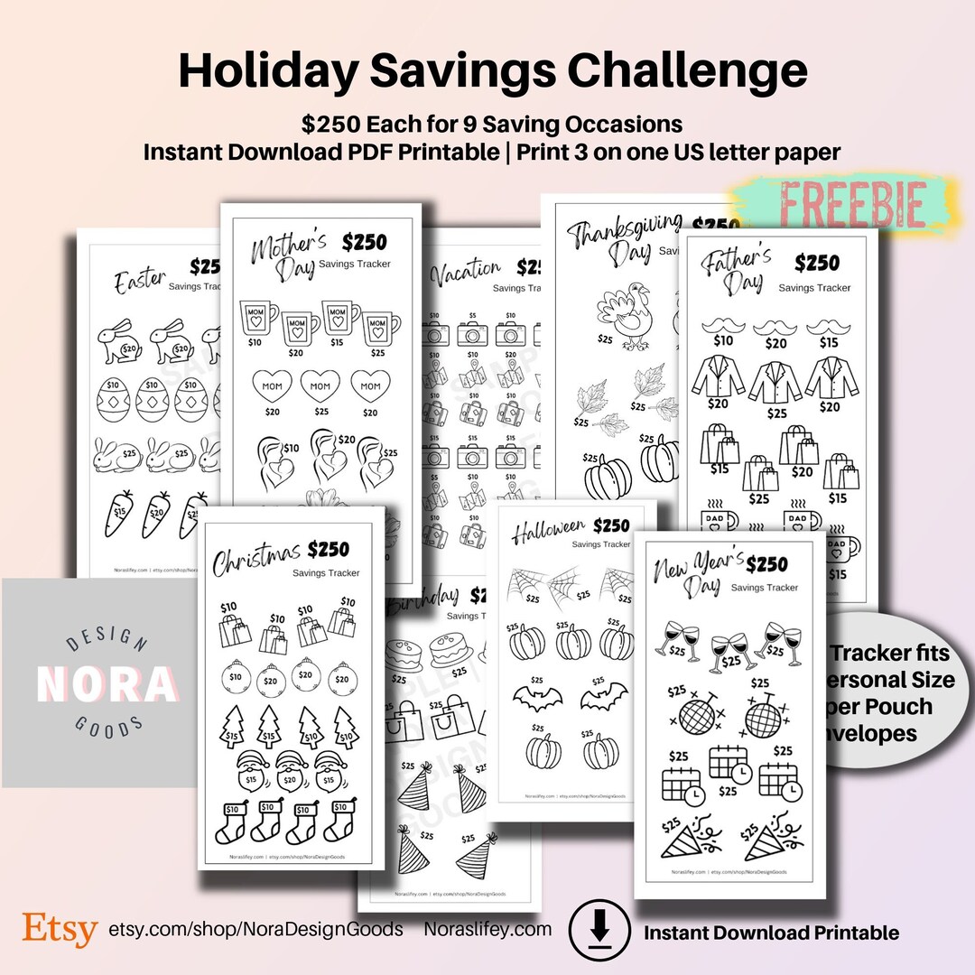 Mini Savings Challenge Printable: Holiday Goal Trackers (PDF) - Etsy
