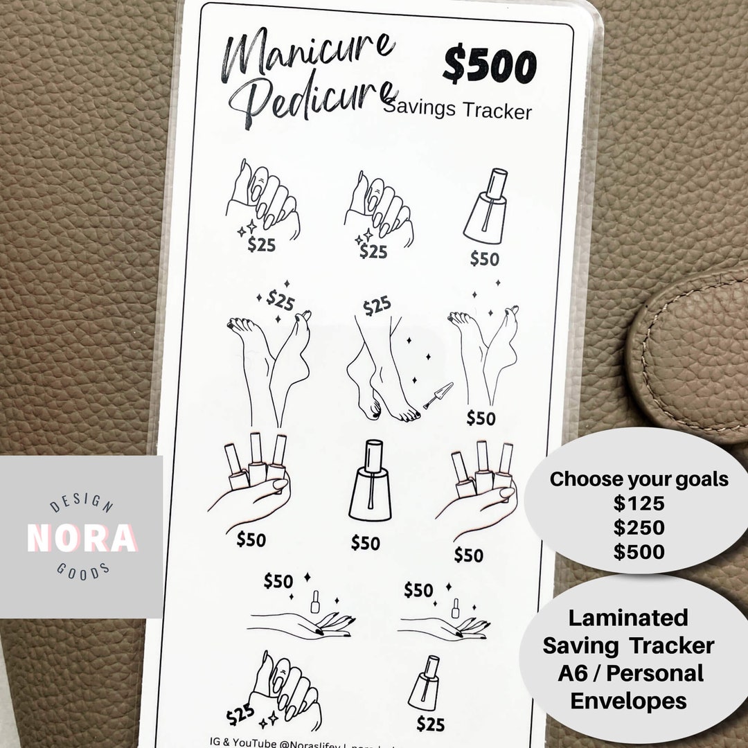 Nails Funds Saving Challenge Tracker Envelopes Laminated Saving Tracker ...