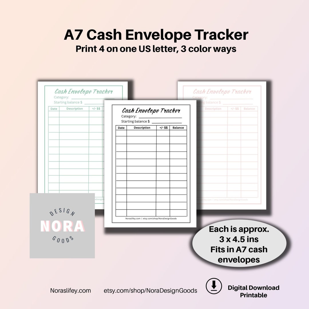 A7 Cash Envelope Tracker / Saving Tracker / Pocket Size Tracker ...