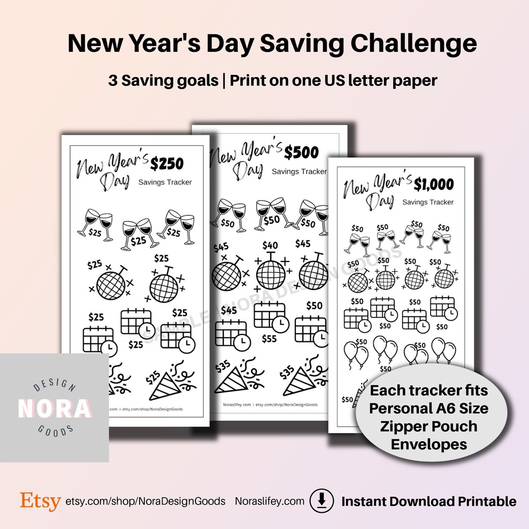 New Year's Day Saving Challenge Printable PDF /ring the - Etsy