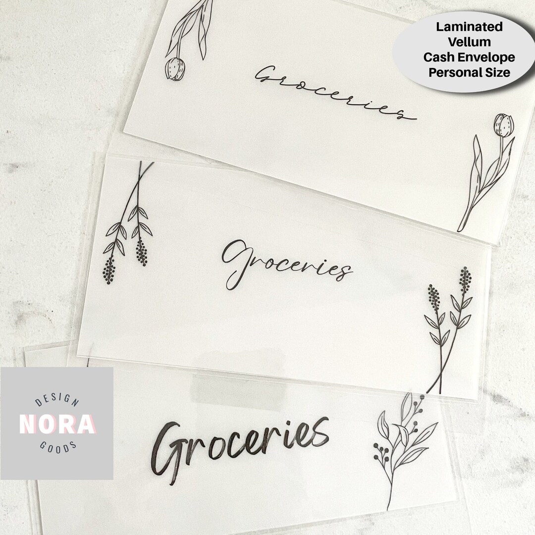 Personal A6 Size Cash Envelope Floral Design| Laminated Frosted Vellum ...