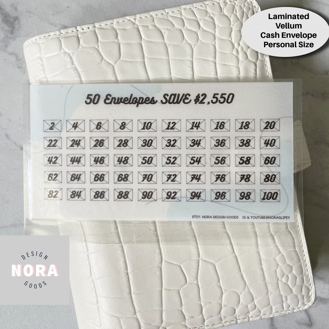 50 Envelop Saving Cash Envelope|save 2550 Dollar |personal Size ...