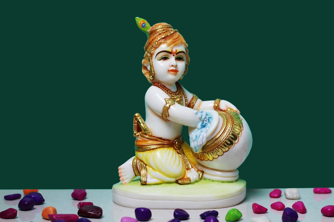 Lord Krishna Playing Ladu Gopal Statue for Temple & Home Decor - Etsy