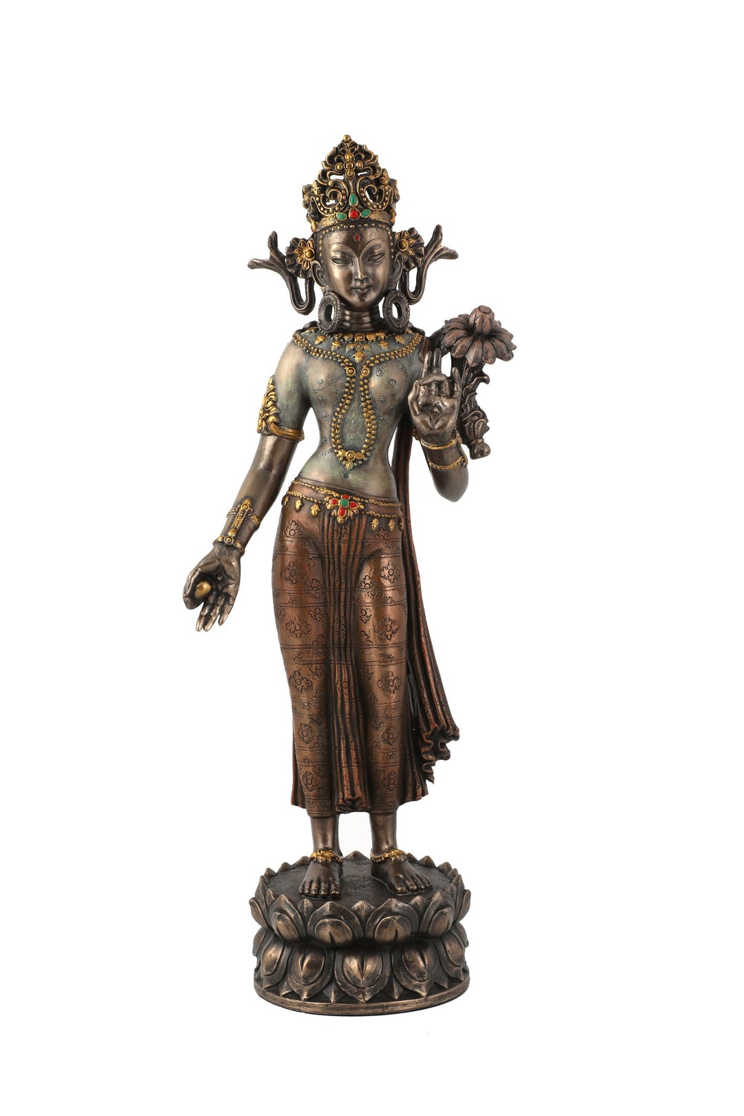 Lady Tara Statue 12 Inches Standing Tara Tibetan Goddess Bodhisattva ...