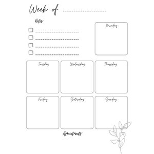 Minimalist Weekly Planner PDF Download Print at Home - Etsy