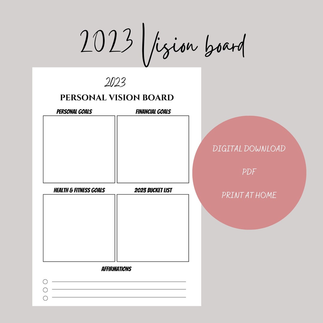 2023 VISION BOARD | Goal Setting | Yearly Planner - Etsy