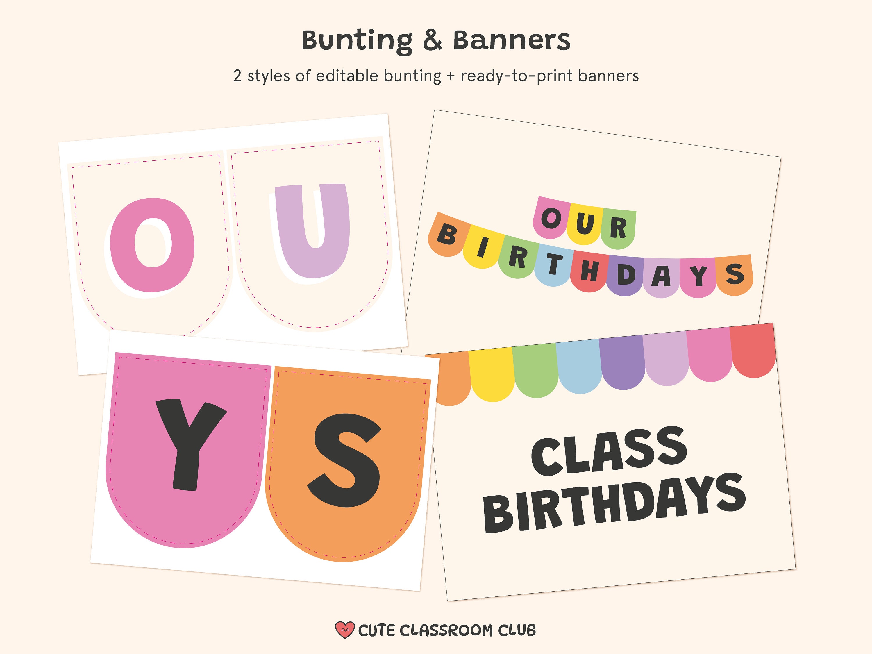 Classroom Birthdays Display Pack Cute 'n' Colourful Birthday Bulletin ...