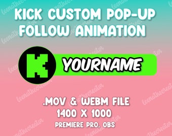 Kick Streaming Follower Pop-up Animated Stream Overlay - Etsy