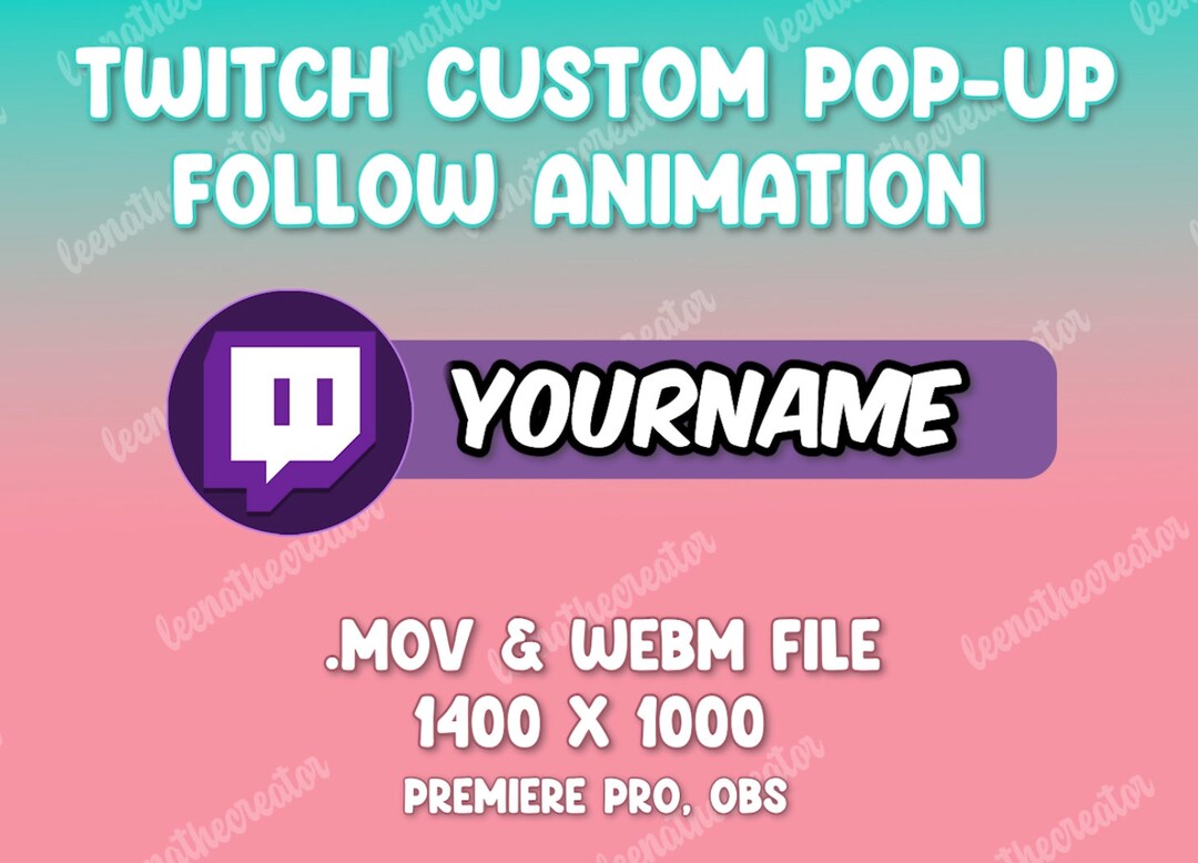 Customize Name Into a Twitch Streaming Follow Button, Pop-up Animation ...