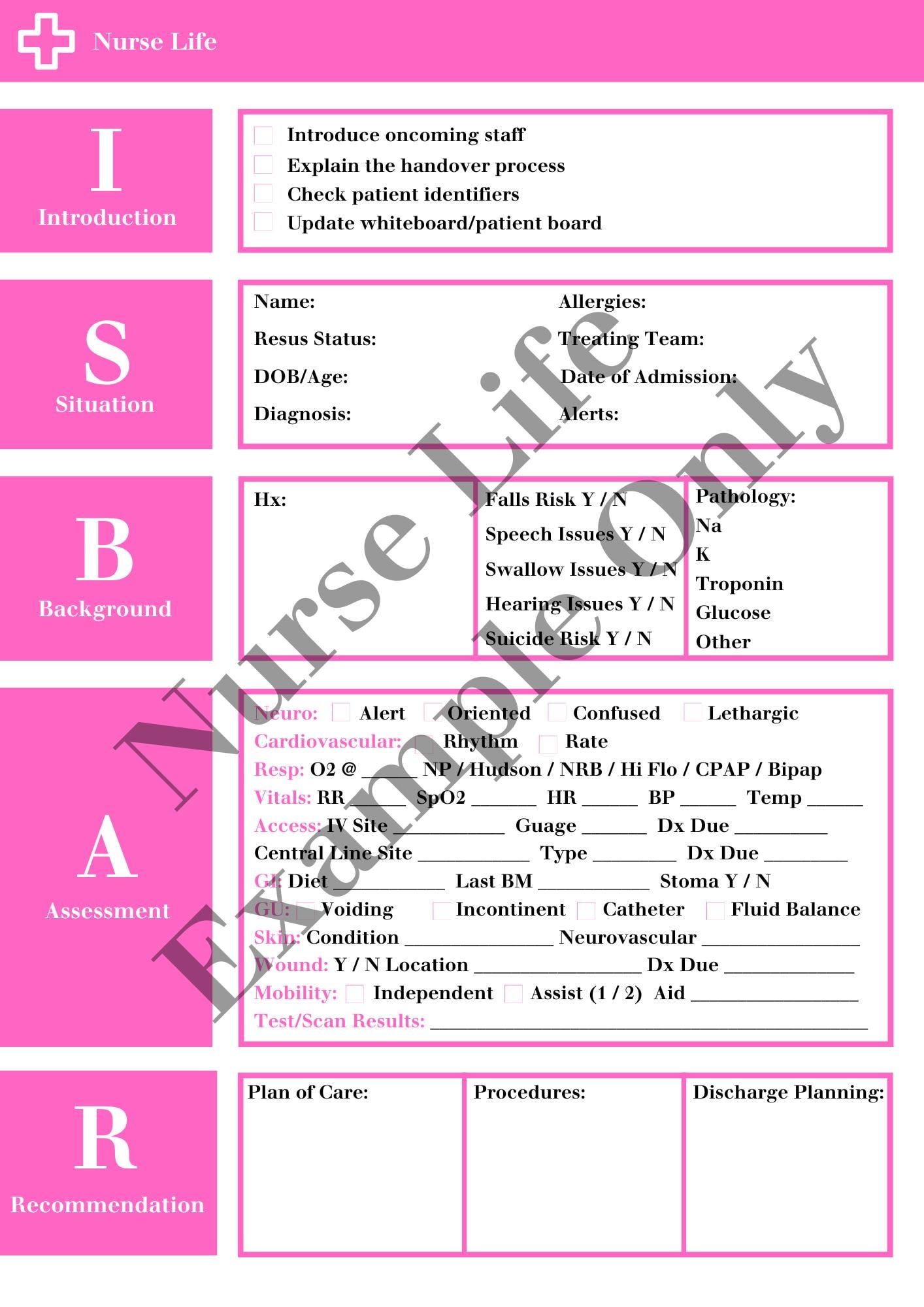 ISBAR Handover Template - Etsy Australia