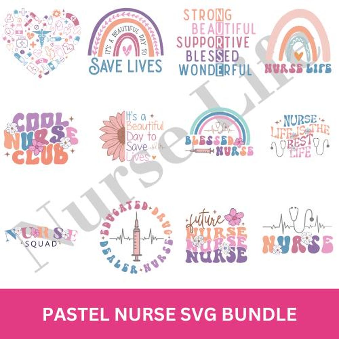 Pastel Nurse SVG Bundle - Etsy