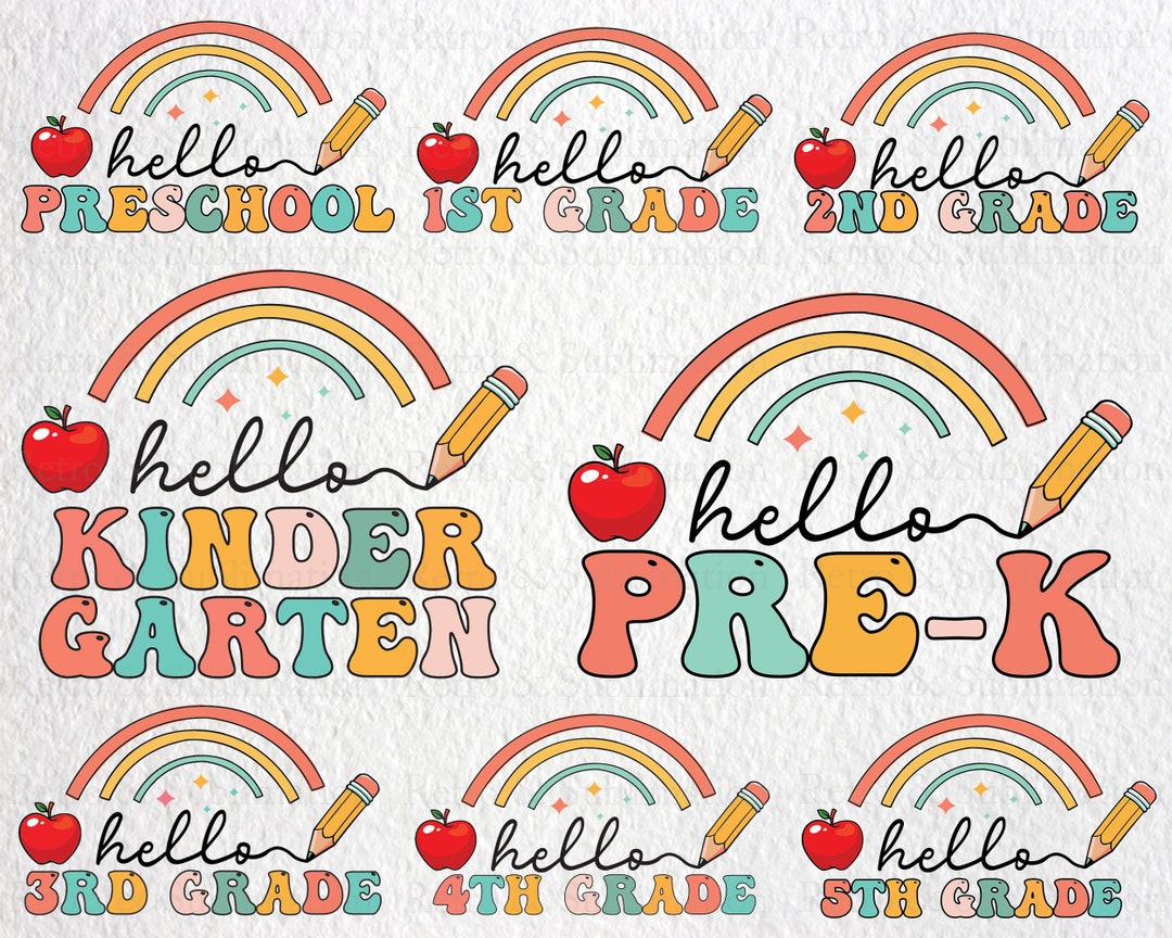 Hello Back to School Svg Bundle, First Day of School Boho Rainbow Svg ...