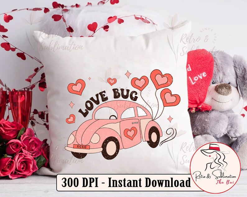 Retro Love Bug Valentine Png, Valentine's Png, Valentine Car Design ...