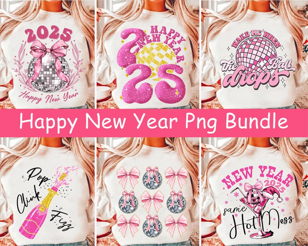 New Year 2025 Coquette Bow Png Bundle, Party Like Its 2025 Png, Hello ...