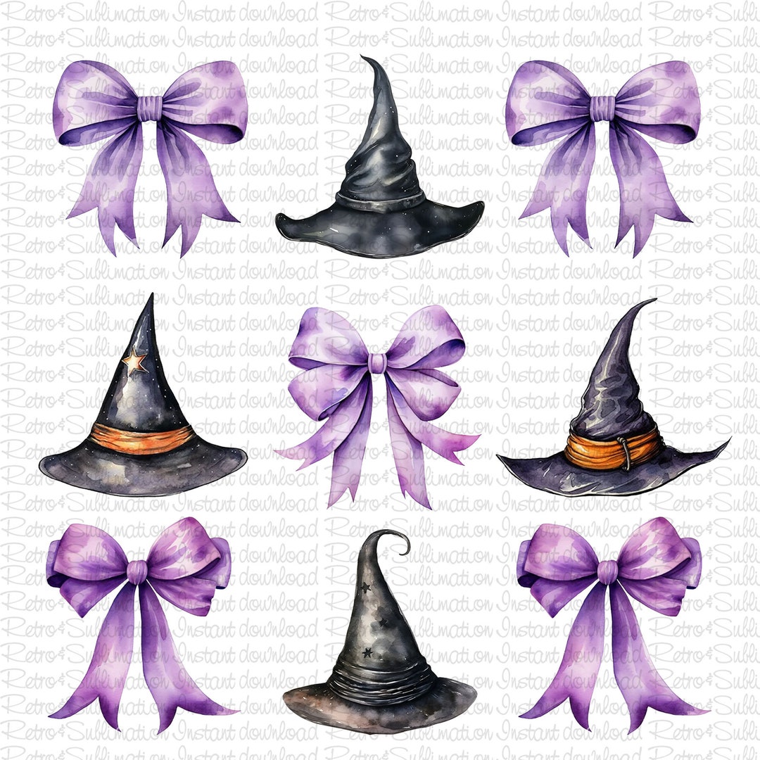 Witch Hat Design Png, Retro Halloween Png, Png Sublimation Design ...