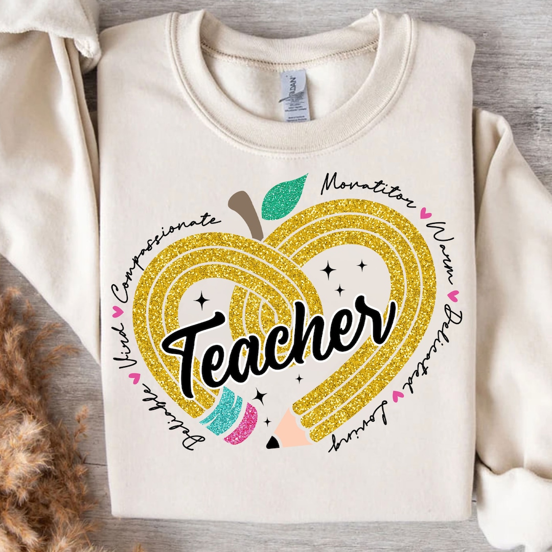 Custom Teacher Name Png, Teacher Heart Pencil Png, Teaching is Work of ...