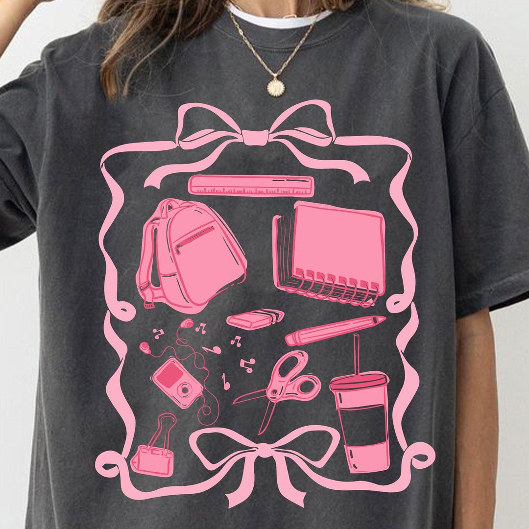 Coquette Bow School Clipart Svg, Retro Back to School Supplies Svg ...