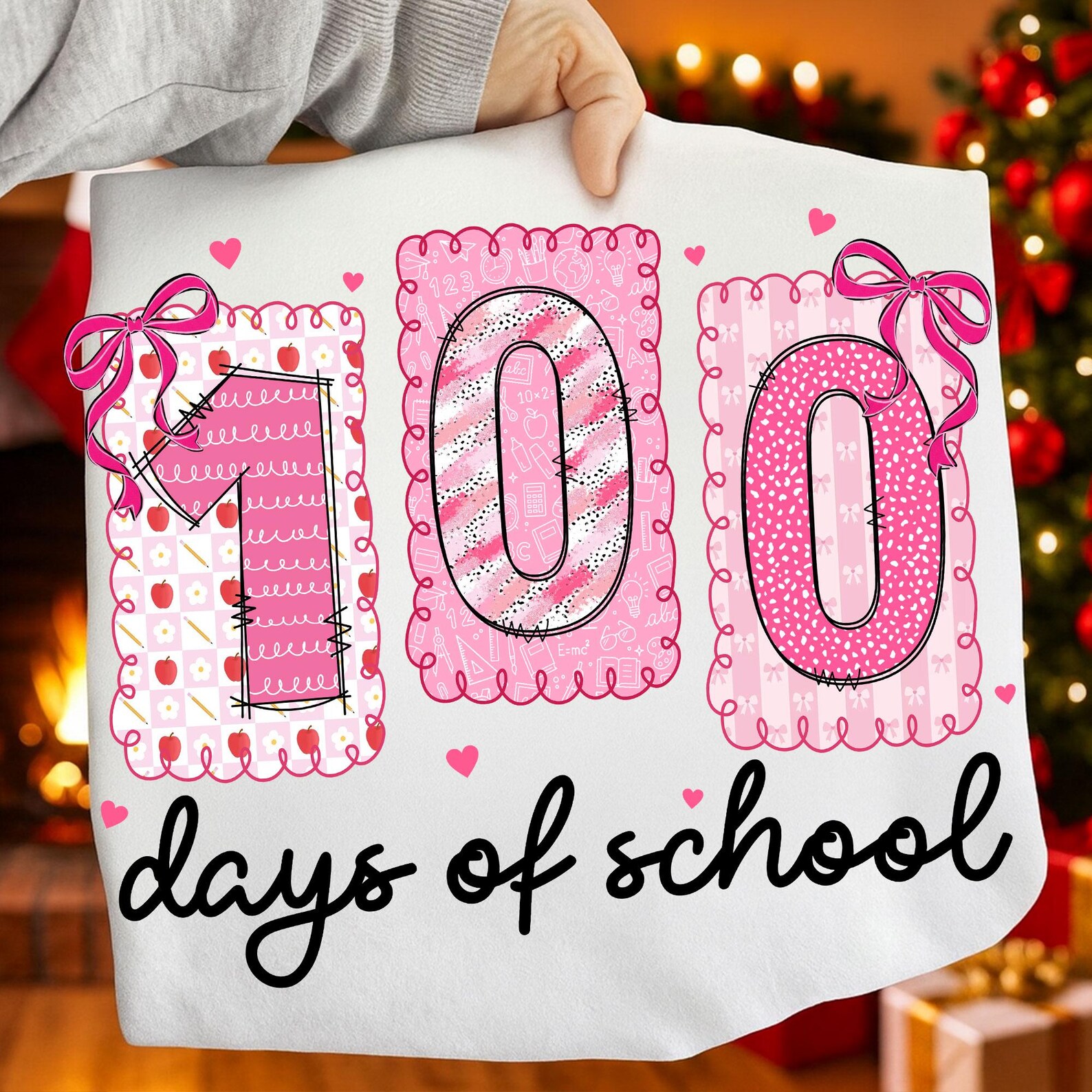 Pink Coquette 100 Days of School PNG: Bow Design (digital Download) - Etsy