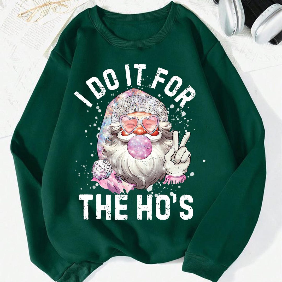 I Do It for the Hos Png, Funny Santa Png, Colorful Glitter Santa Png ...