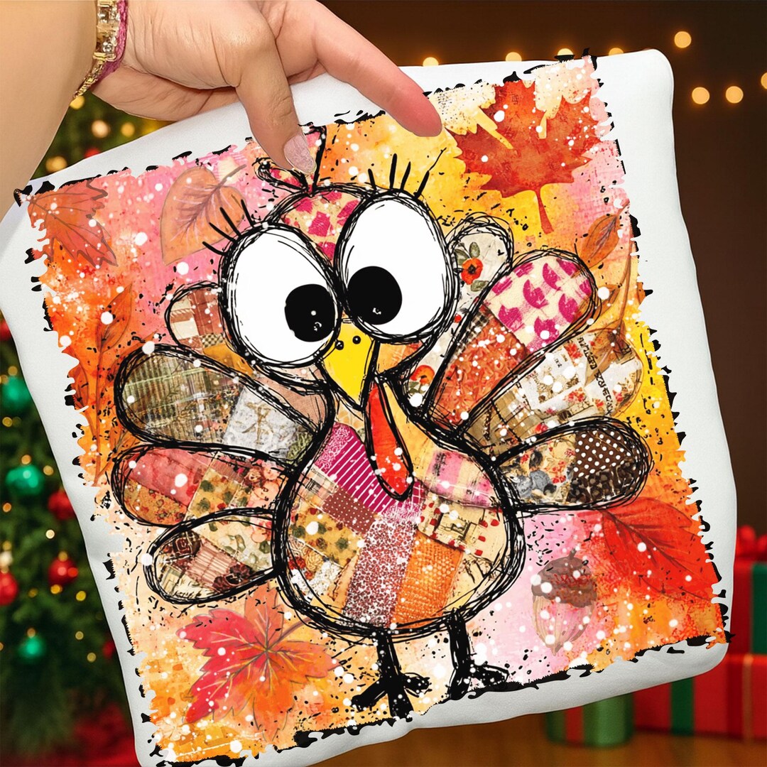 Preppy Thanksgiving Png: Vintage Turkey Png, Patchwork Sublimation ...