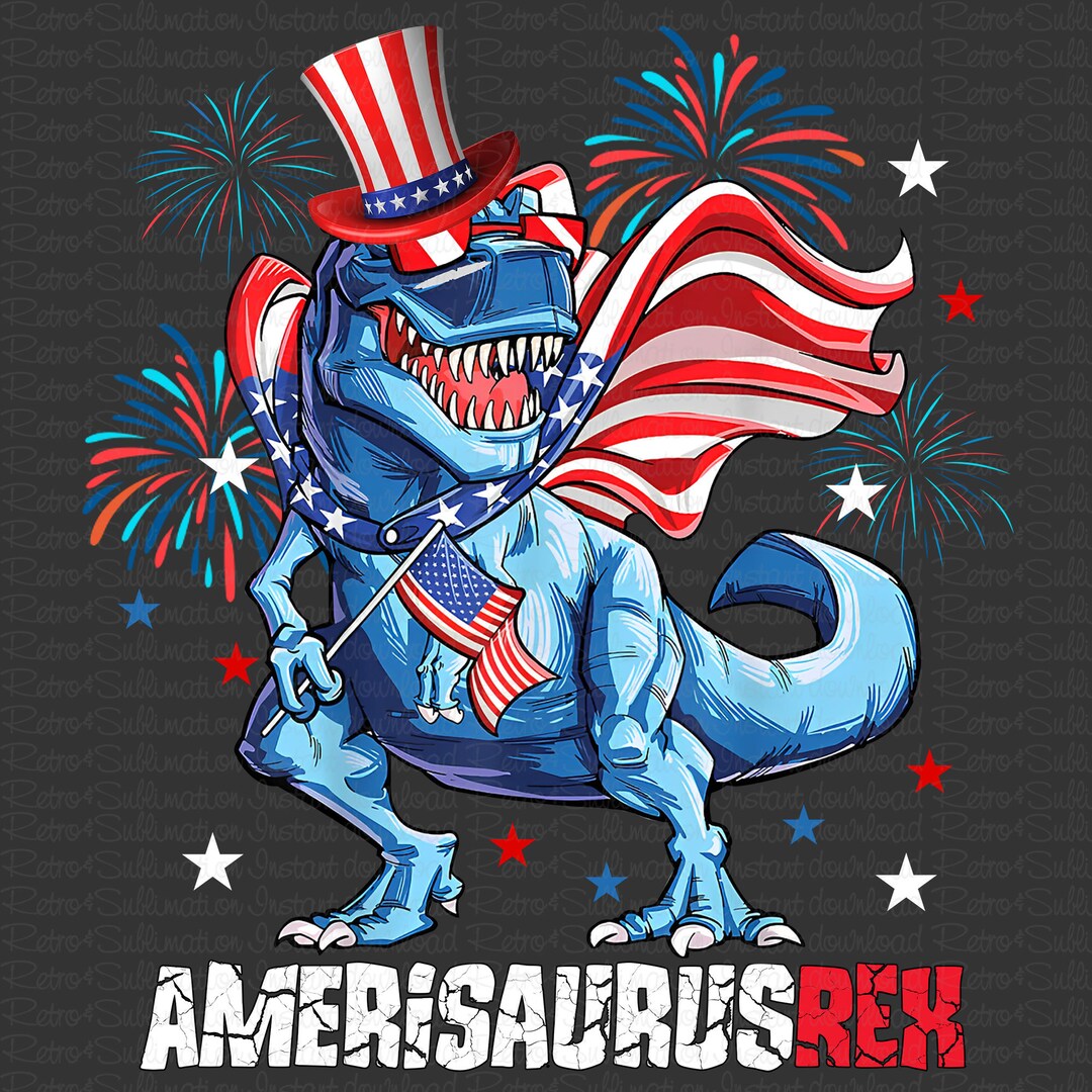 Amerisarus Rex Png, 4th of July Dinosaur Png, Kids 4th of July Png ...