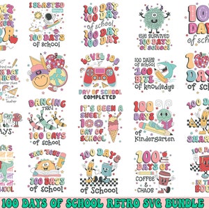 100 Days of School Retro SVG Bundle, Retro 100 Days SVG Bundle, School ...