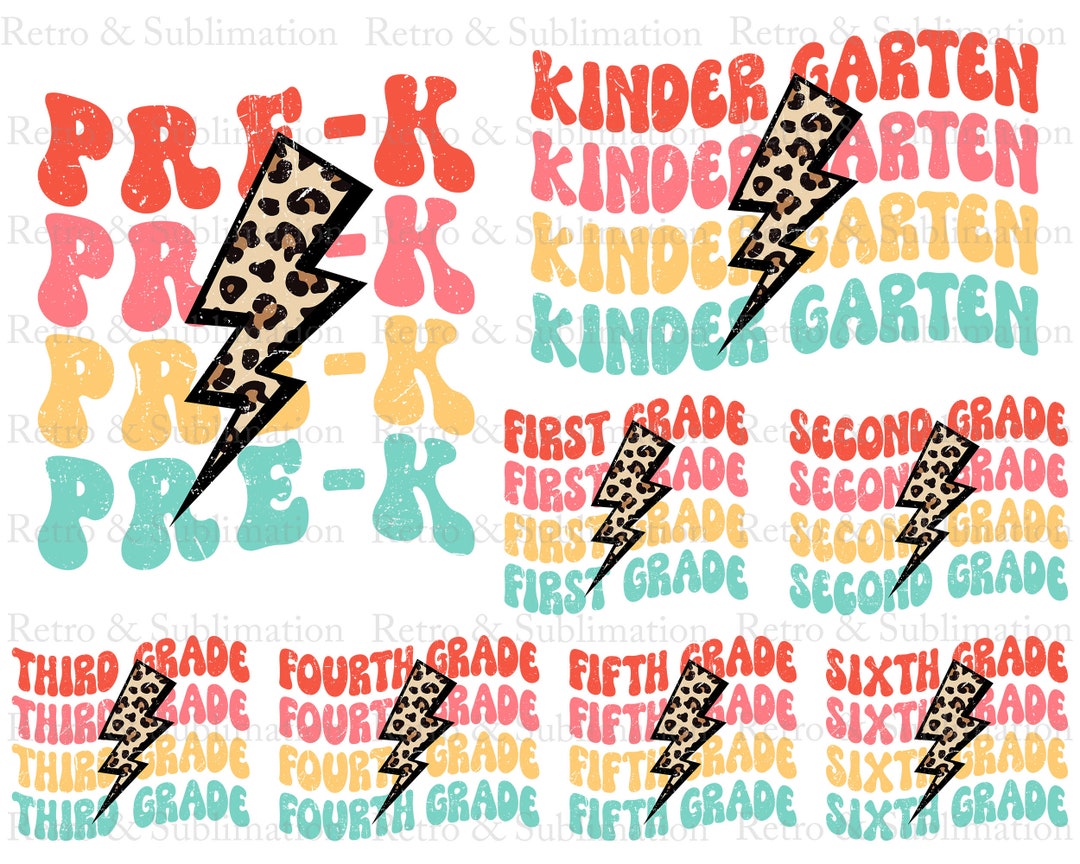 Back to School Png Bundle, Stacked Leopard Lightning Bolt Png, 1st 2nd ...