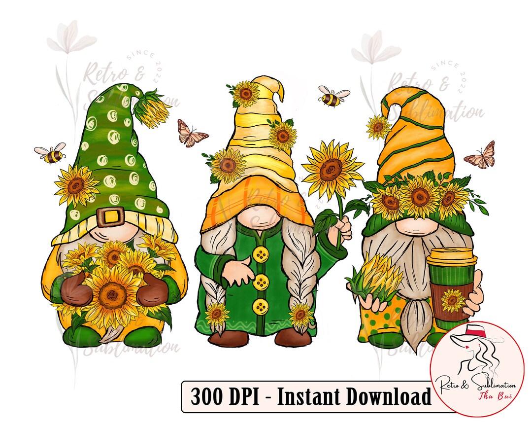 Gnome Png, Sunflower, Sunflower Gifts, Vintage Png, Motivational Png ...