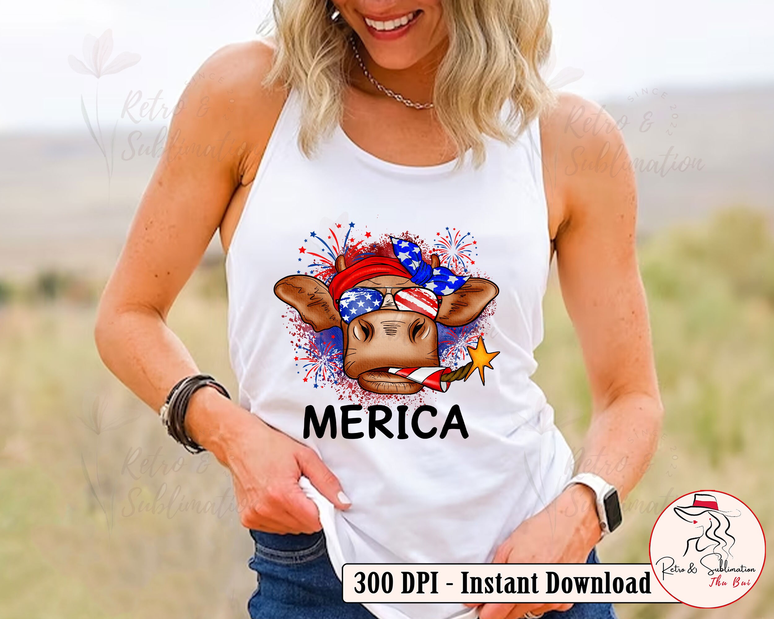 American Cow, America Messy Bun Heifer Merica Png, 4th of July Png ...