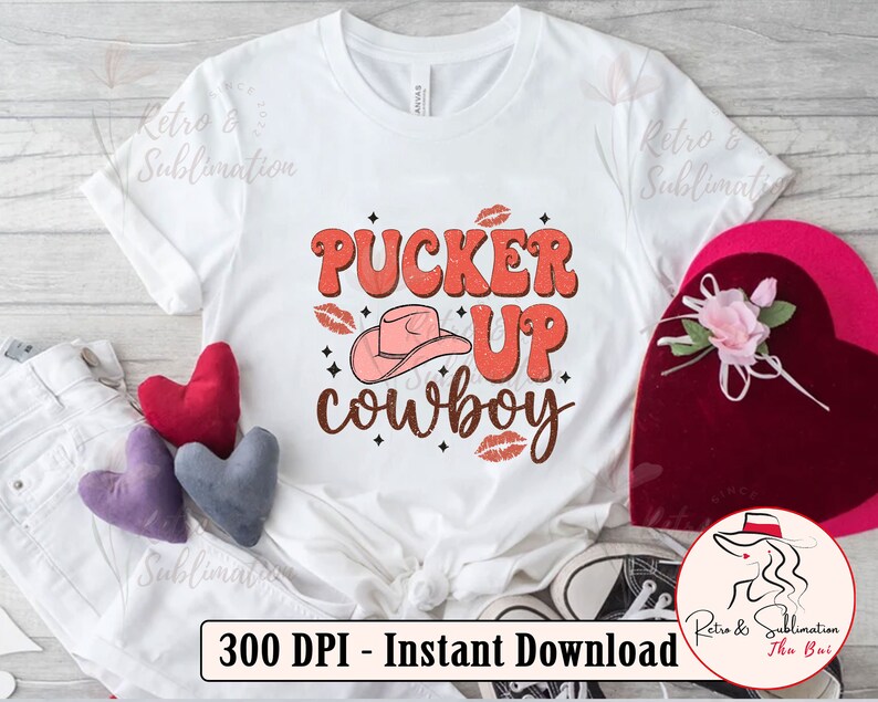 Retro Pucker up Cowboy Png Valentine's Png Cowboy Hat - Etsy